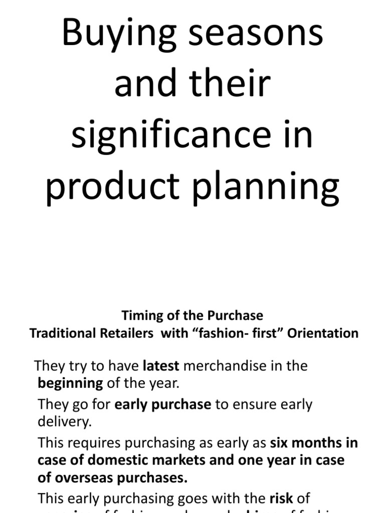 Buying Seasons and Their Significance in Product Planning | PDF ...