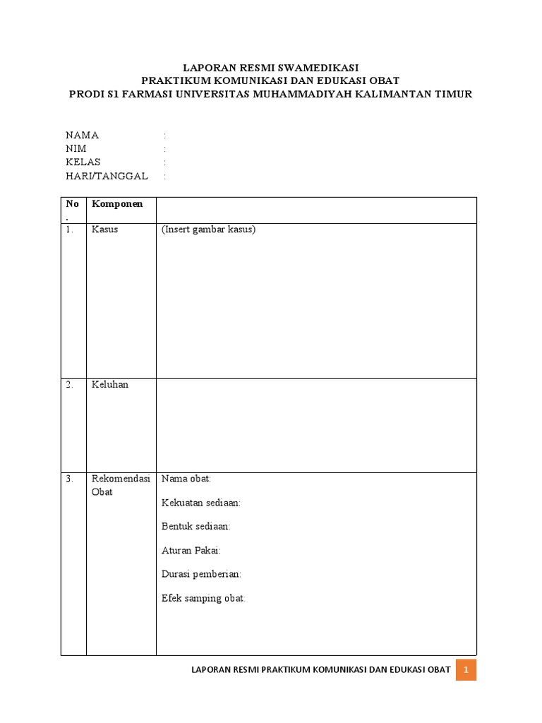 Laporan Prak. KEO - Swamedikasi | PDF