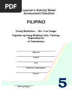 Filipino 5 Worksheet - Realon, J | PDF