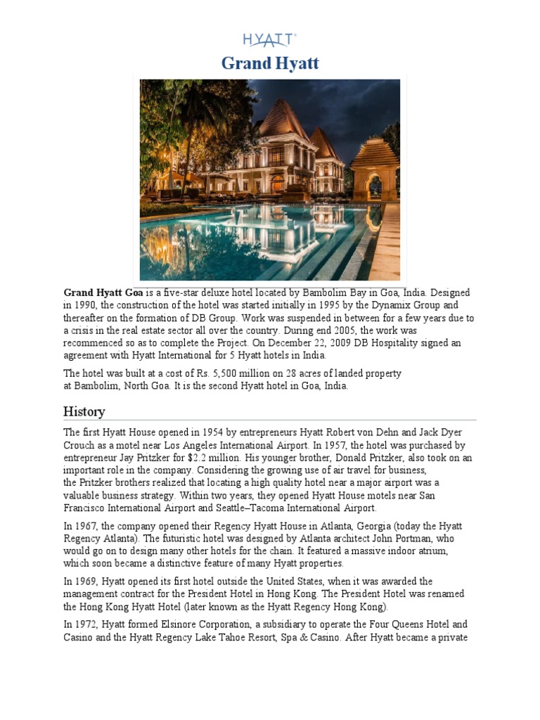 A History of Growth and Expansion: The Story of Grand Hyatt Goa | PDF ...