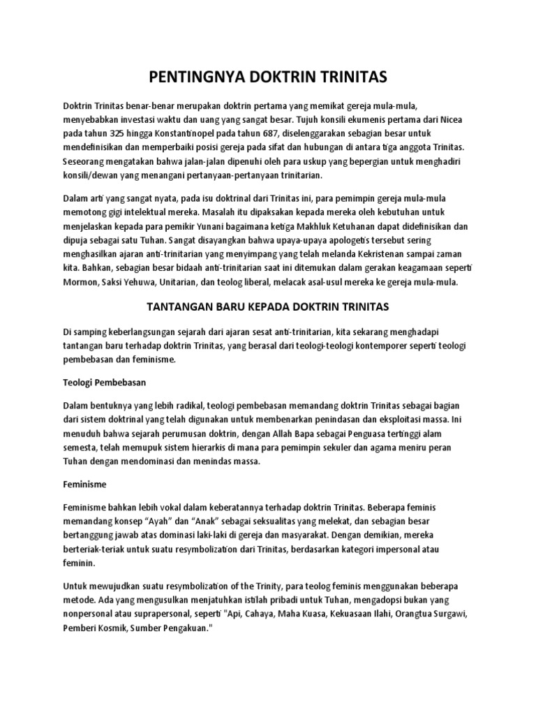 Pentingnya Doktrin Trinitas | PDF