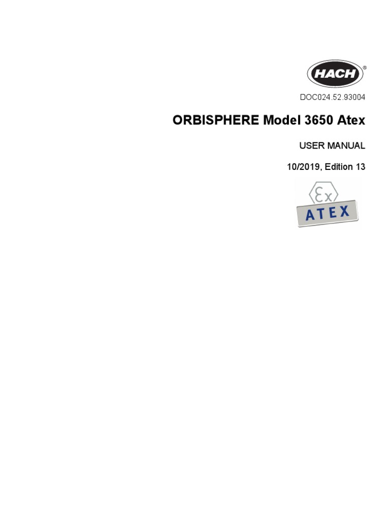 ORBISPHERE Model 3650 Atex: User Manual 10/2019, Edition 13 | PDF | Calibration | Amplifier