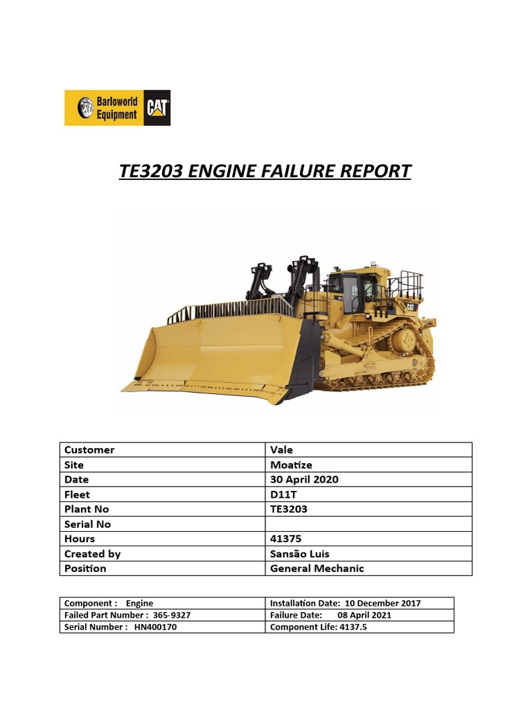 CM1407 Engine Failure - Report | PDF | Motor Oil | Pump