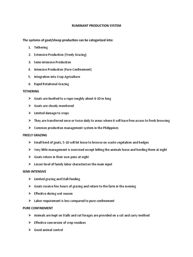 Ruminant Production System | PDF | Cattle | Grazing