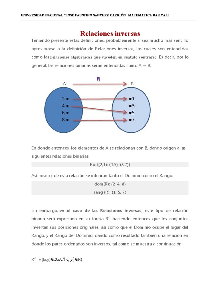 Relacion Inversa | PDF | Conjunto (Matemáticas) | Álgebra