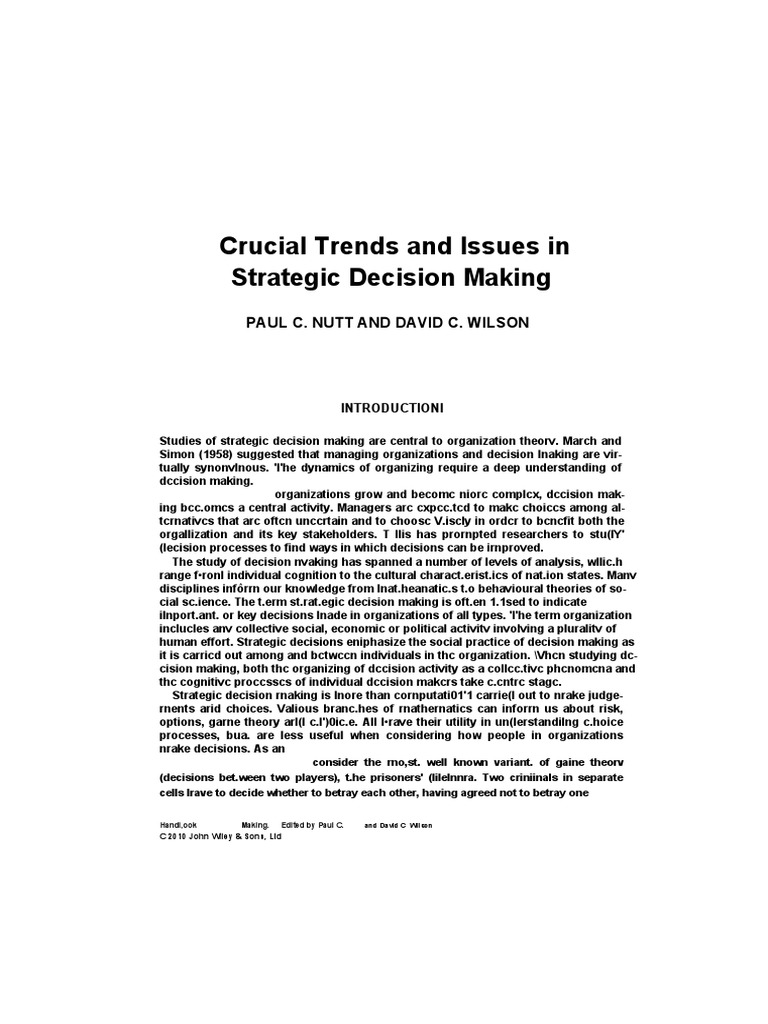 Crucial Trends and Issues in Strategic Decision Making: Paul C. Nutt ...