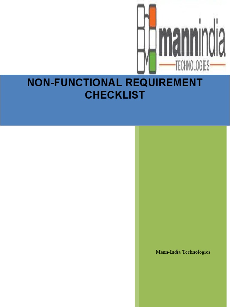 Non-Functional Requirement Checklist: Mann-India Technologies | PDF | Backup | Computer Engineering