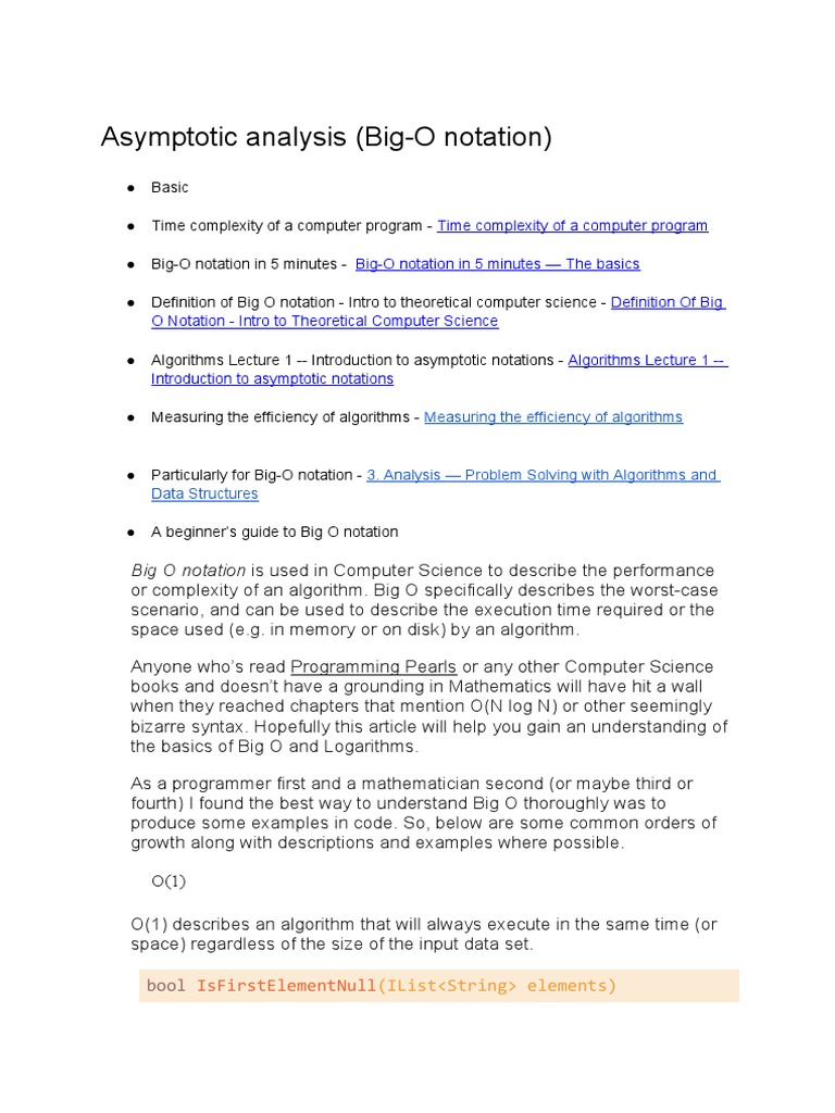 Asymptotic Analysis (Big-O Notation) : Big O Notation Is Used in ...