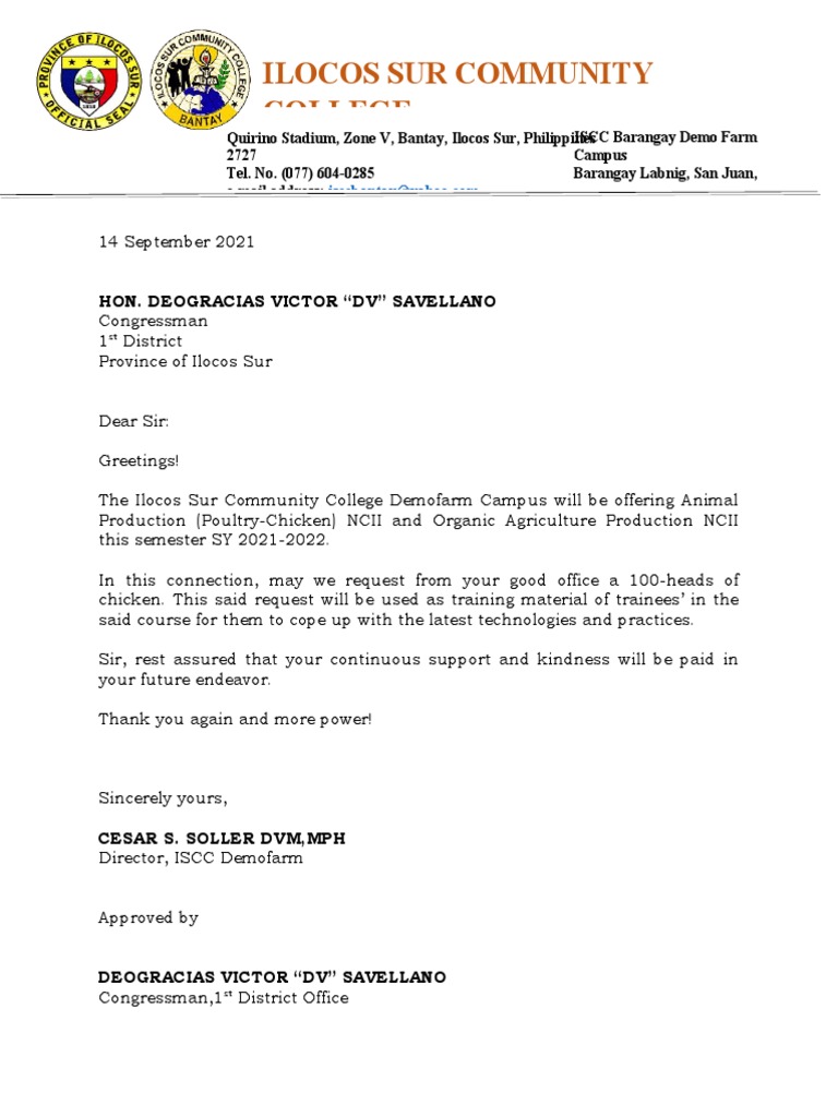 Letter Request To Cong DV - Chicks | PDF