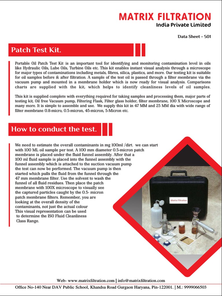 Matrix - Data Sheet - Patch Test Kit | PDF