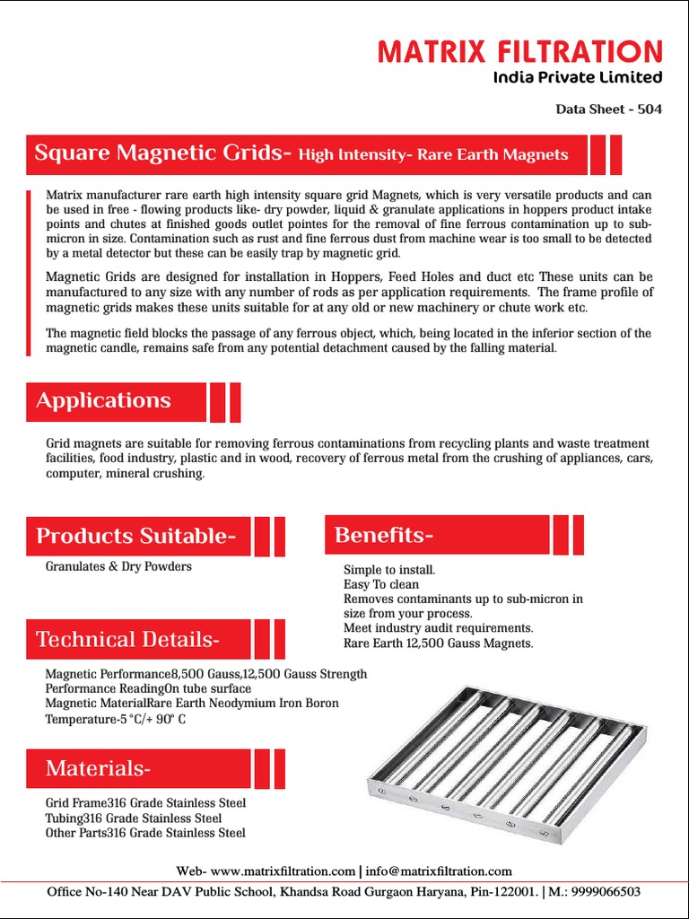 High Intensity Square Magnetic Grids | PDF | Sheet Metal | Magnet