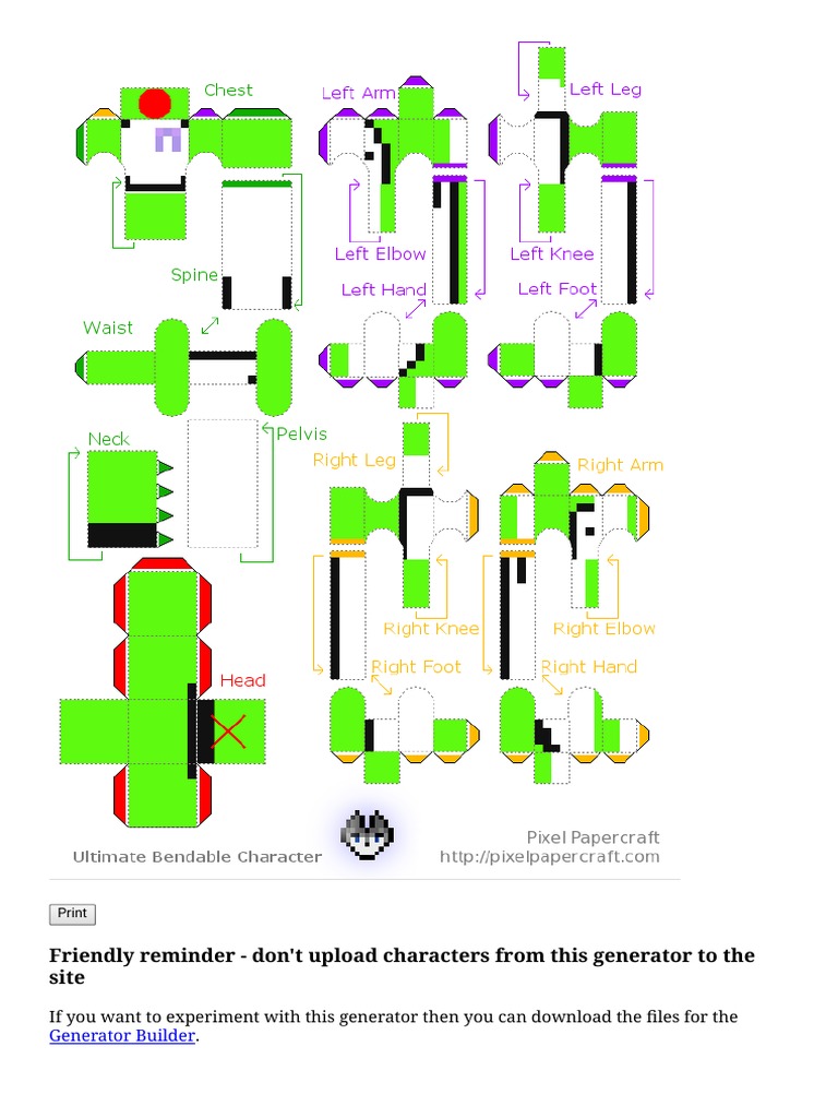 Minecraft Character Bendable Papercraft Generator | PDF