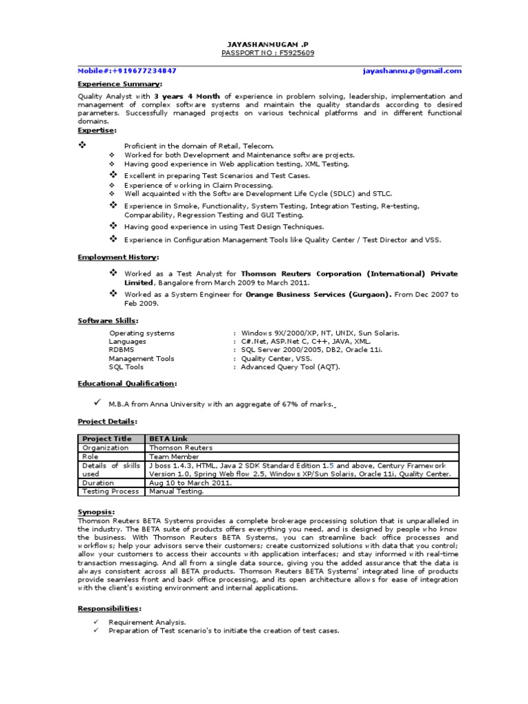 Testing Resume 3.4 Years | PDF | Software Testing | Oracle Database