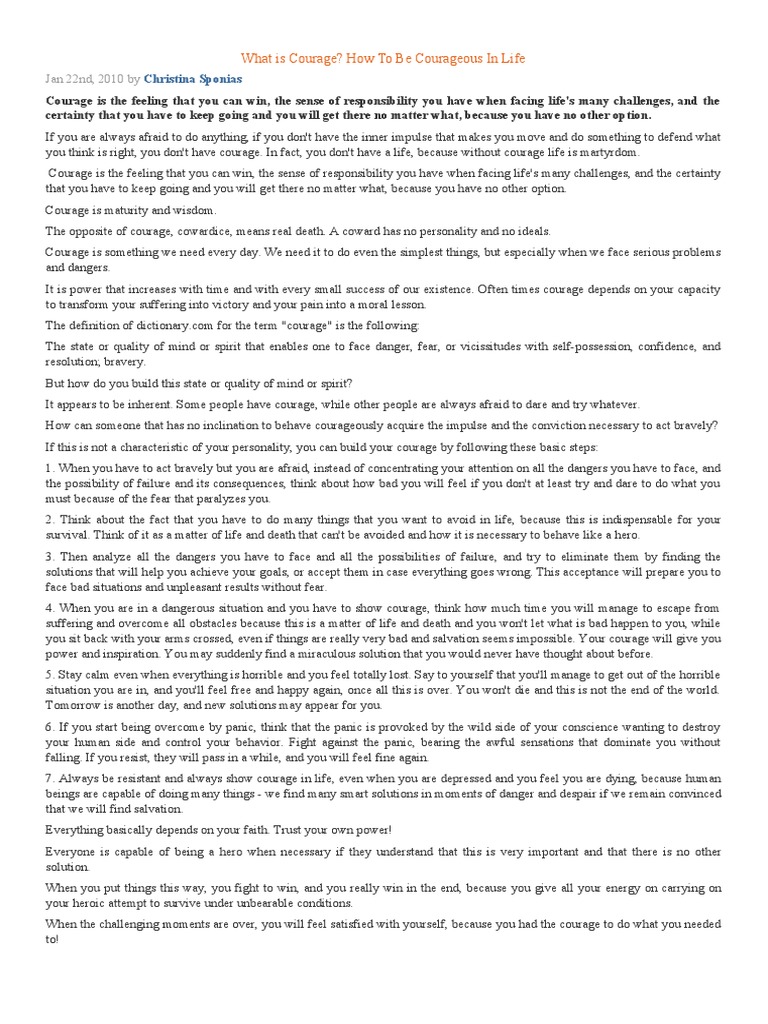 What Is Courage | PDF | Courage | Human Nature