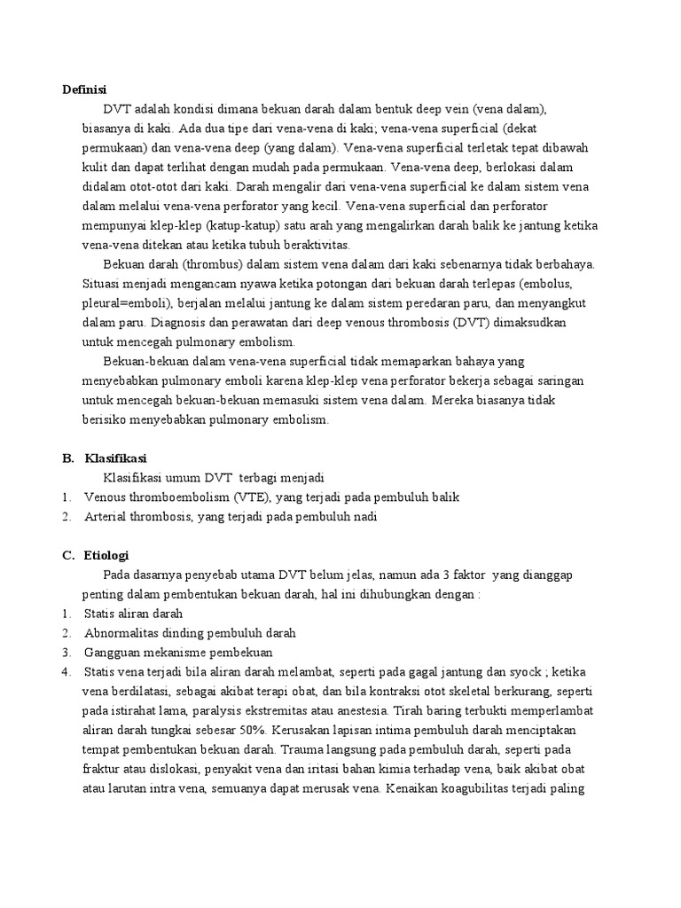 Panduan Lengkap Deep Vein Thrombosis | PDF