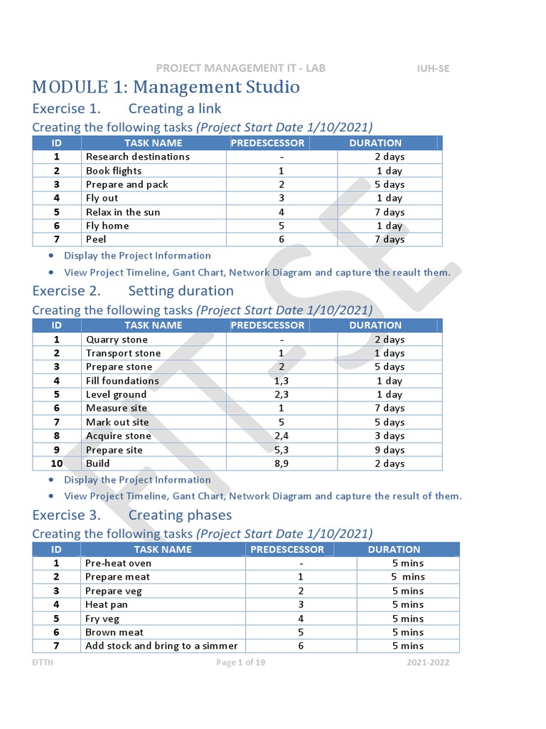 Project Management Exercises | PDF | Workweek And Weekend
