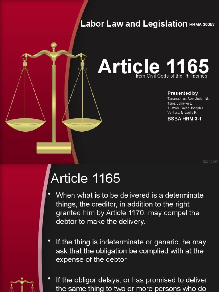 Article 1165: Labor Law and Legislation | PDF | Law Of Obligations ...