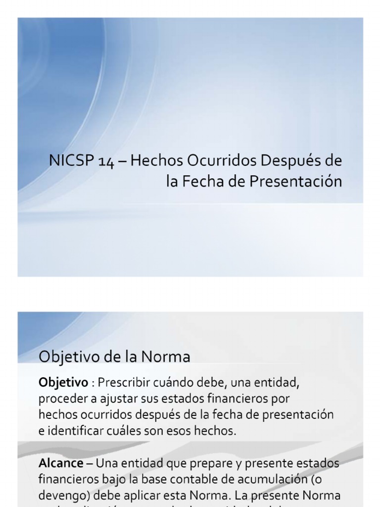 NICSP 14 - Hechos Ocurridos Después de La Fecha de Presentación | PDF