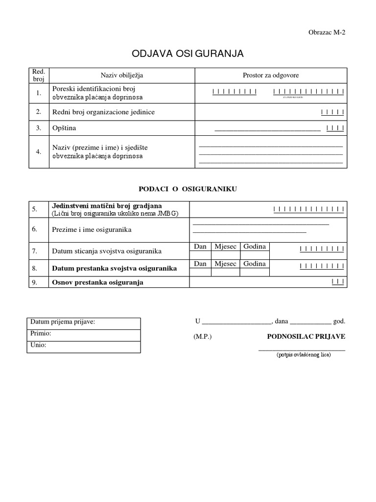 Odjava Osiguranja | PDF