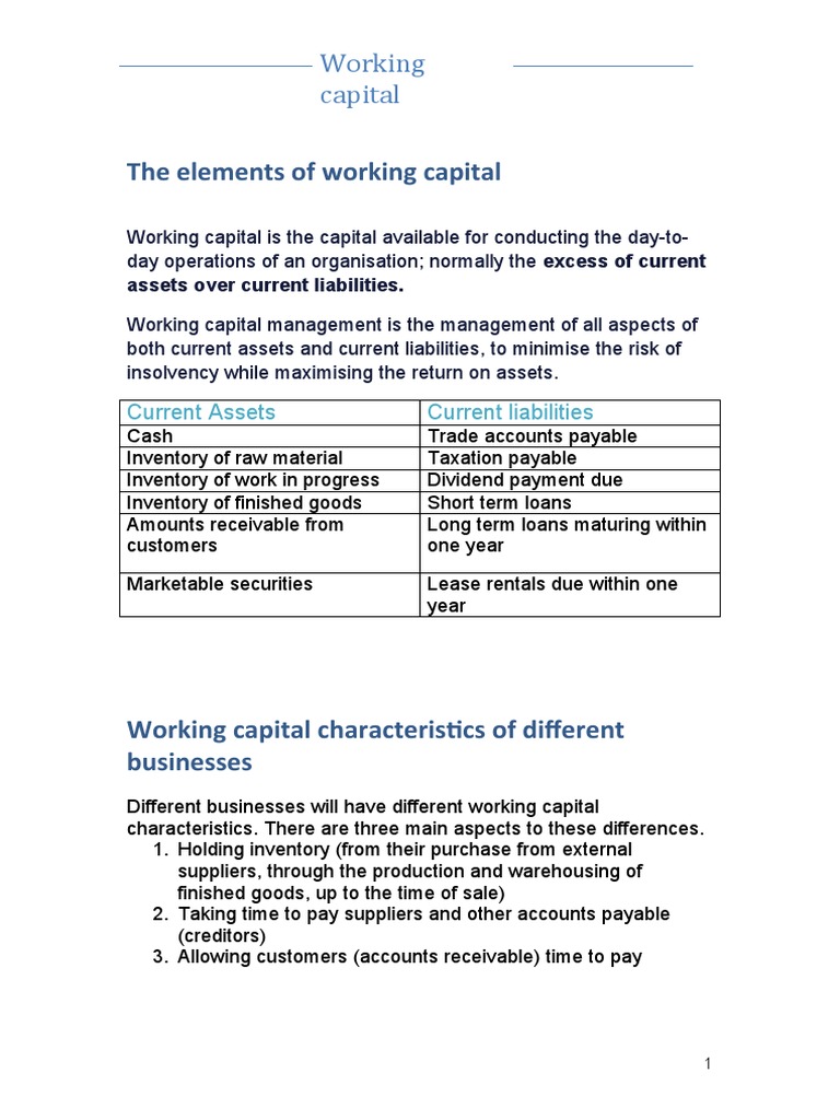 Understanding Working Capital Management | PDF | Working Capital ...