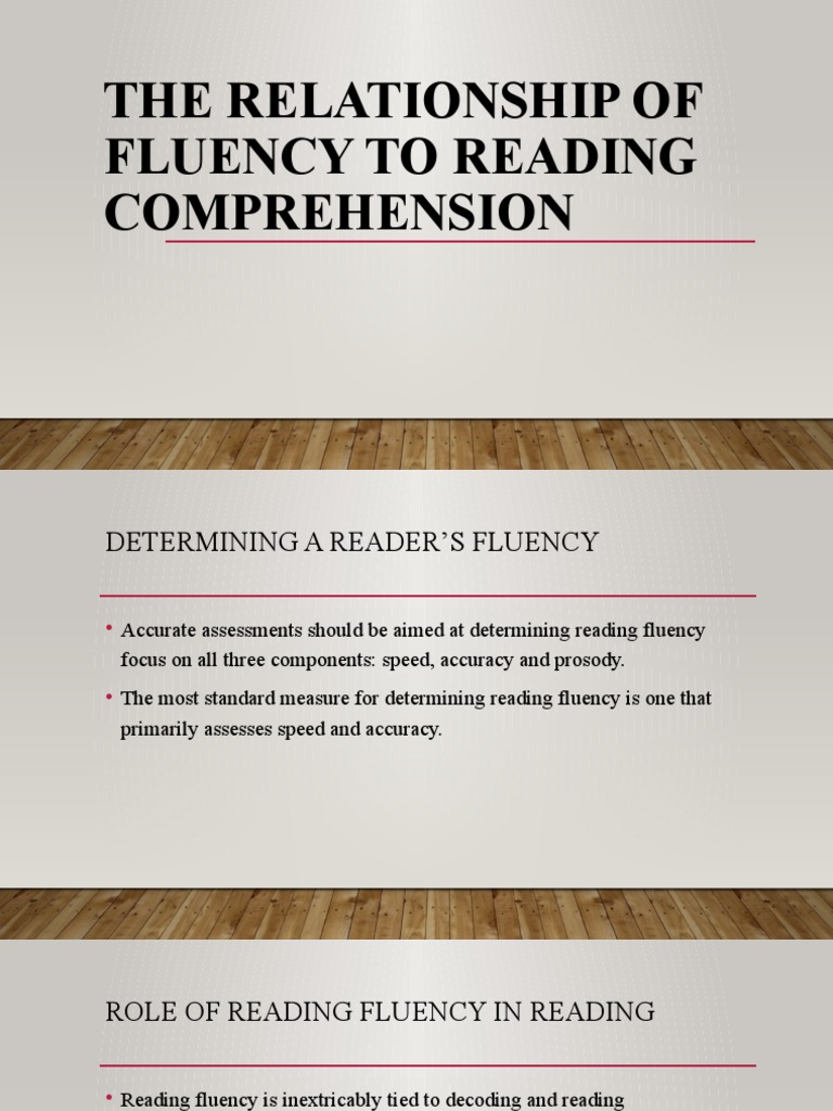 The Relationship of Fluency To Reading Comprehension | PDF | Wellness