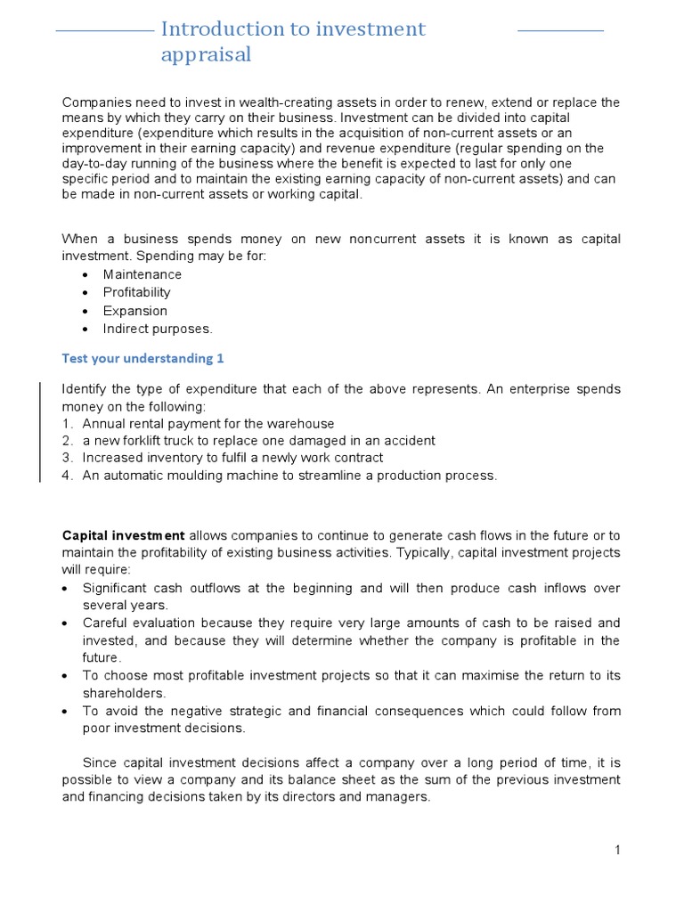 Investment Appraisal Methods Explained | PDF | Net Present Value ...
