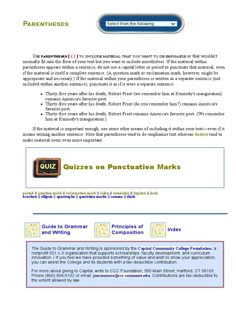 Proper Use of Parentheses: Guidelines for Including Supplementary ...