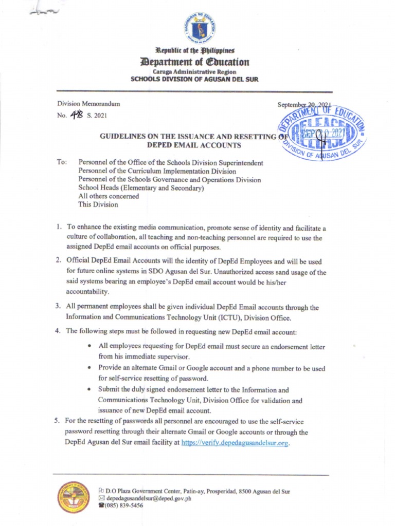GUIDELINES DepEd Email Accounts | PDF | Gmail | Cyberspace