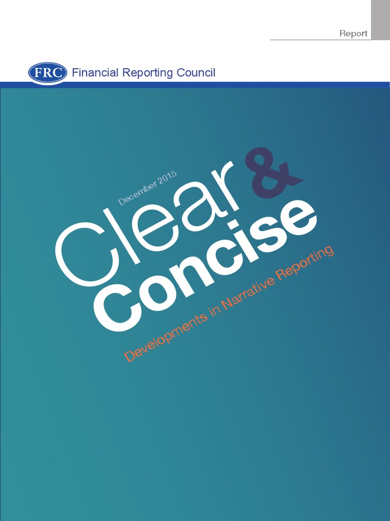 Clear and Concise Developments in Narrative Reporting | PDF | Business ...