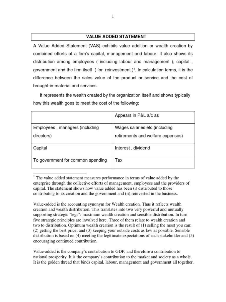 Value Added Statement | PDF | Cost Of Capital | Dividend