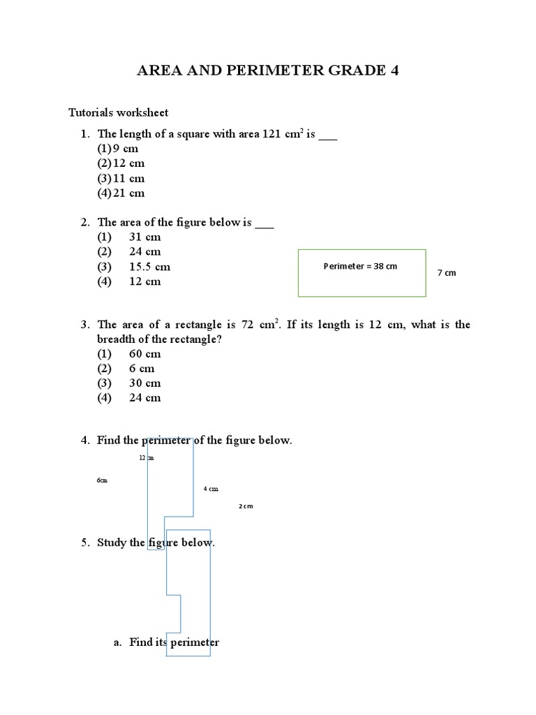 Maths - P4 - Area and Perimeter | PDF