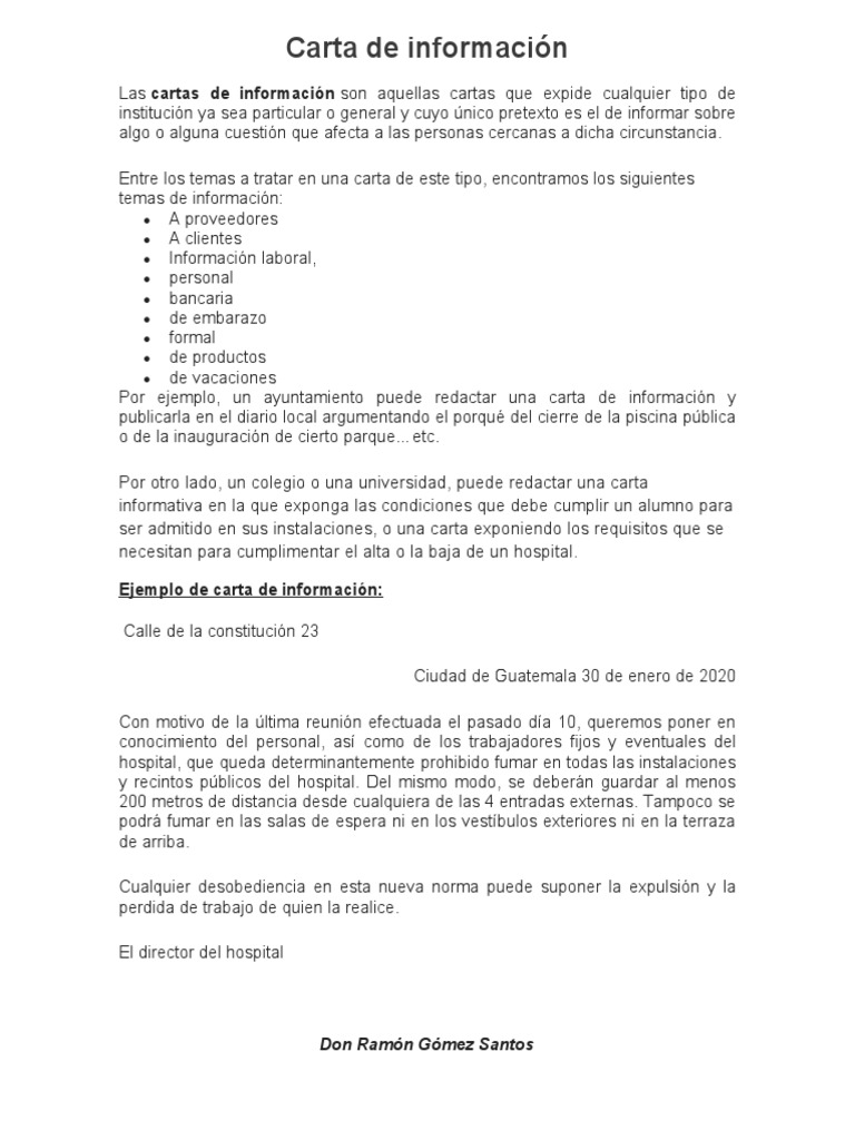 Ejemplo de carta informativa | PDF