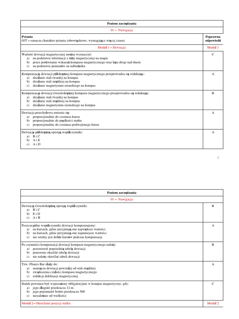 Testy Egzamin Chief Officer | PDF