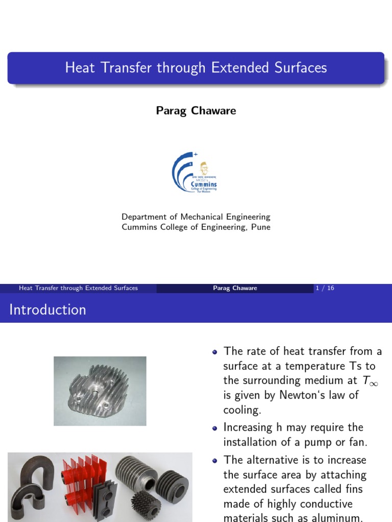 Heat Transfer Through Extended Surfaces | PDF | Heat Transfer | Heat