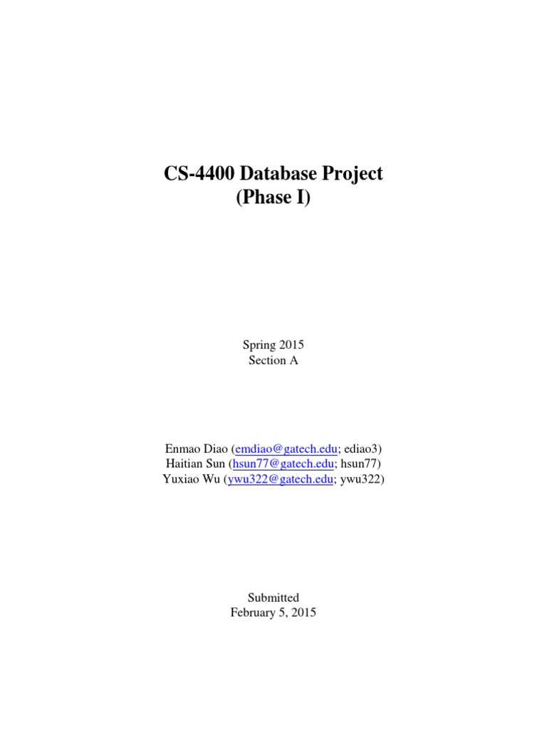 CS4400 Project Phase I Report | PDF | Books | Computer Data