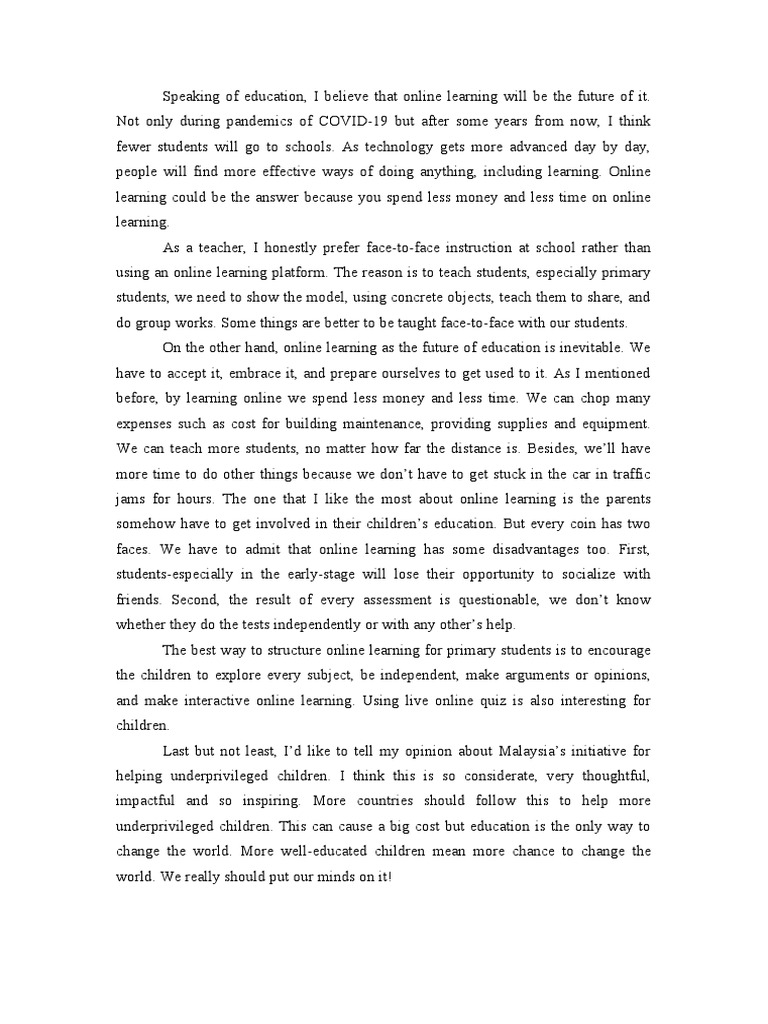 7 Online Learning - Writing Exercise | PDF