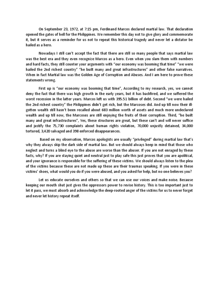 Martial Law Reflection | PDF | Government | Human Rights