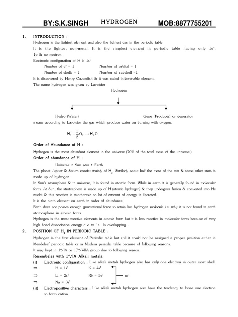 Hydrogen Compounds and Isotopes Overview | PDF | Hydrogen | Hydride