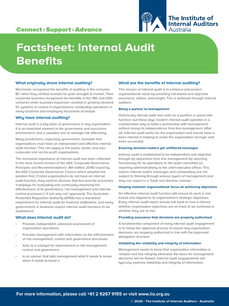 Factsheet: Internal Audit Benefits: Connect Support Advance | PDF ...