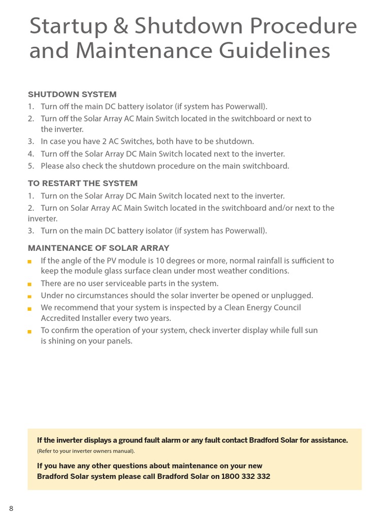 Solar Startup and Shutdown Procedures | PDF | Photovoltaic System ...