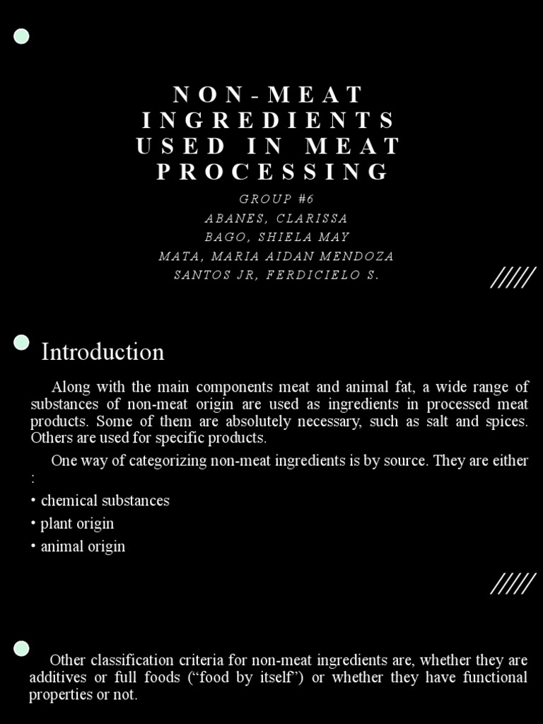 Non-Meat Ingredients Used in Meat Processing | PDF | Curing (Food ...