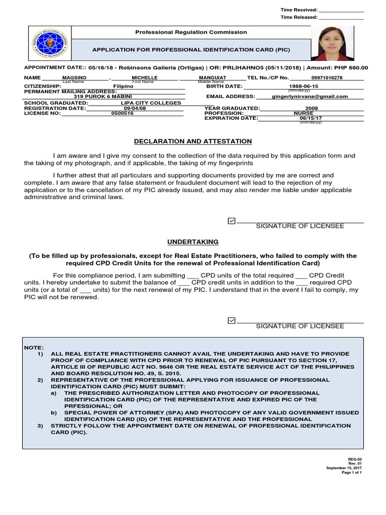 Application For Pic | PDF | Identity Document | Justice
