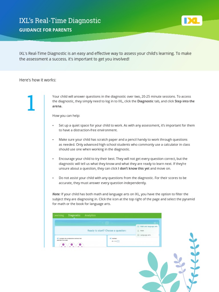IXL's Real-Time Diagnostic: Guidance For Parents | PDF | Learning ...