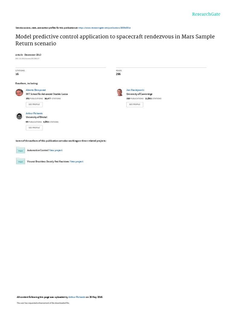 Model Predictive Control Application To Spacecraft | PDF | Attitude ...