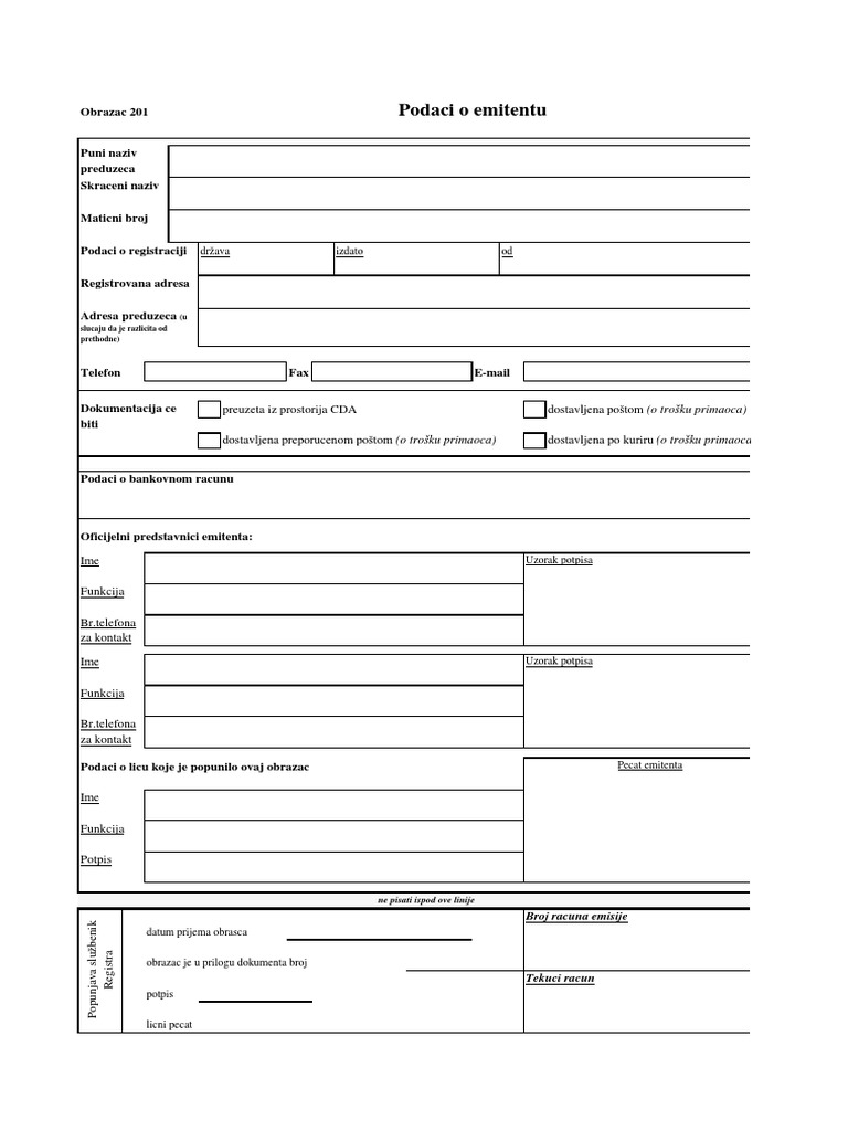 Obrazac 201 | PDF
