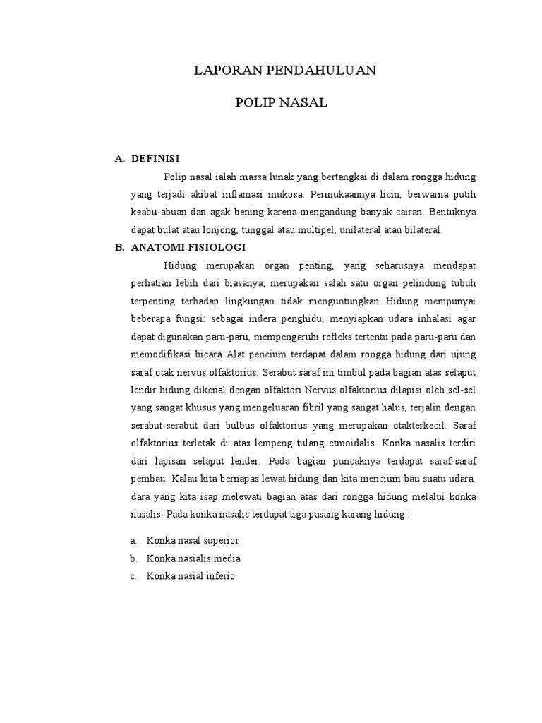 Polip Nasal: Definisi, Gejala, dan Penanganan | PDF