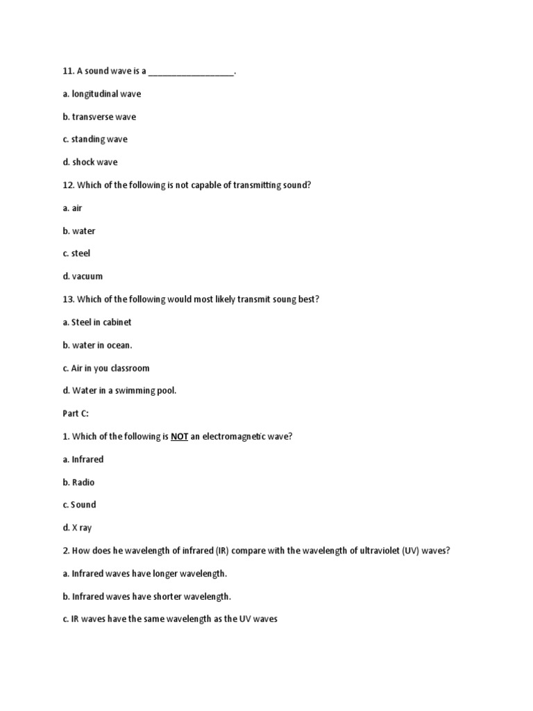 Sound and Electromagnetic Waves Quiz | PDF
