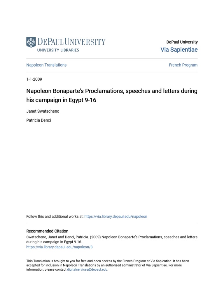 Napoleon Bonapartes Proclamations Speeches and Letters During H | PDF ...