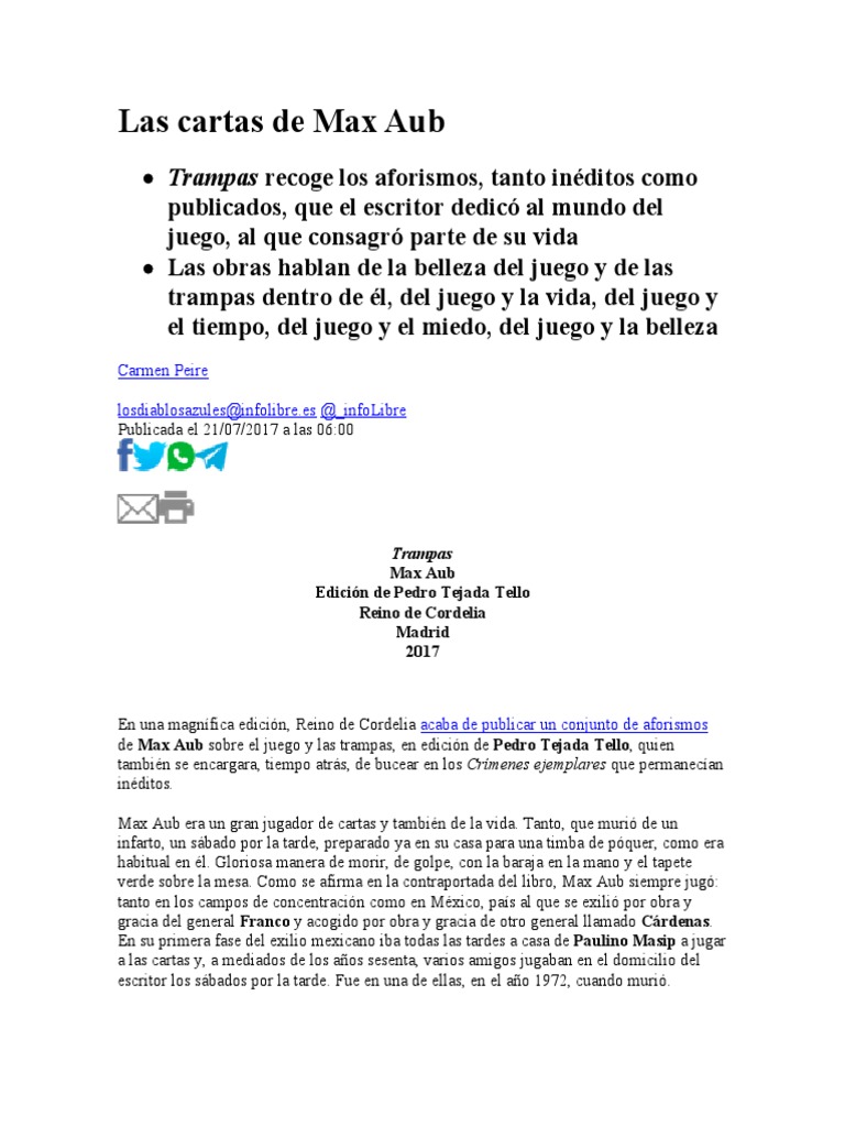 Las Cartas de Max Aub | PDF | Novelas