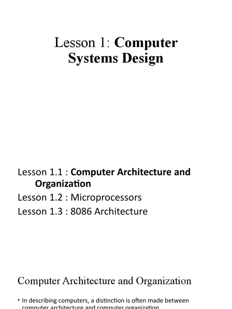 Lesson 1: Computer: Systems Design | PDF | Central Processing Unit | Input/Output